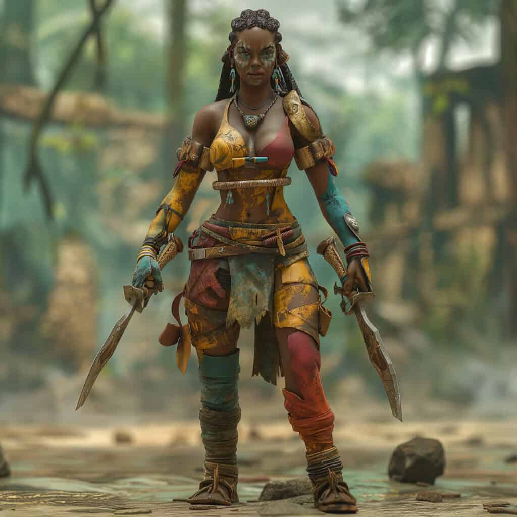 Prompt 3D Game Character Design: Dahomey Amazon Warrior | Download ...