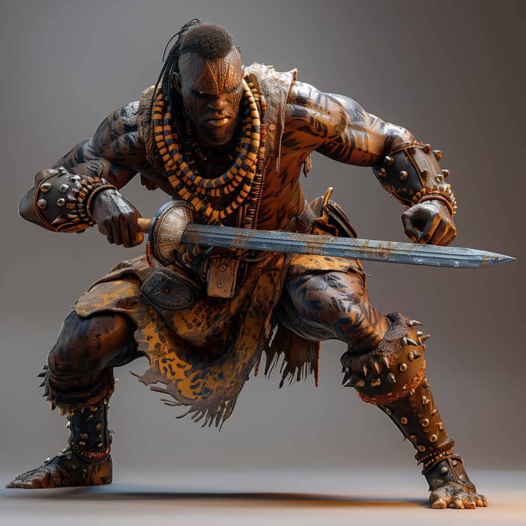Prompt 3D Game Character Design: Sub-Saharan African Warrior | Download ...